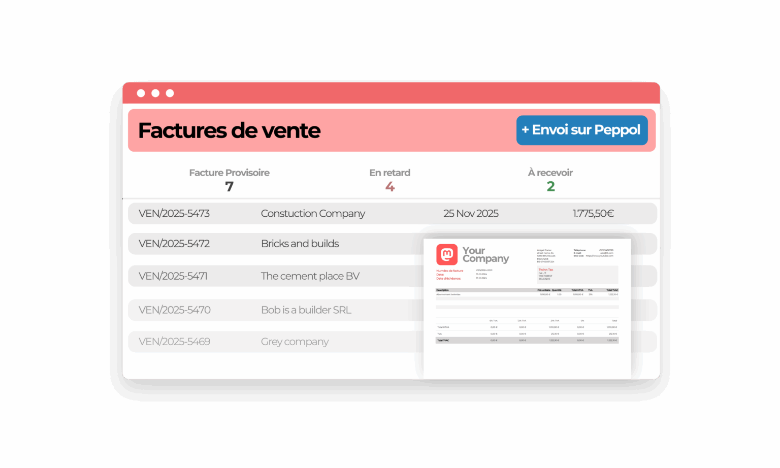 Portail indépendants (PEPPOL) - TwinnTax
